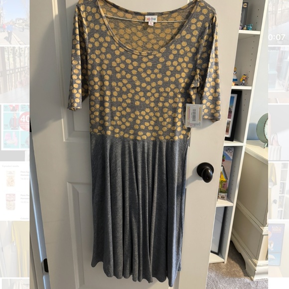 LuLaRoe | Dresses | Nwt Xl Lularoe Nicole Grey And Yellow Polka Dot Dress | Poshmark